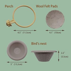 FOIBURELY Bird Nest Canary Finch Parrot Nest with Felt (Gray)