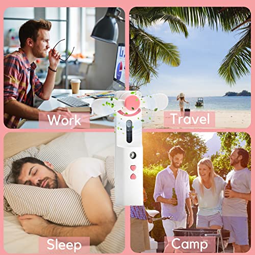 Crethinkaty Mini Handheld Fan USB Misting Fan Portable Pocket Mini Spray Hydrating Fan, for Home Office Indoor Use Outdoor Travel(2 Speeds)