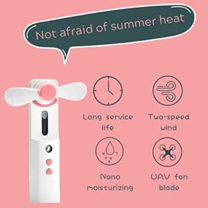 Crethinkaty Mini Handheld Fan USB Misting Fan Portable Pocket Mini Spray Hydrating Fan, for Home Office Indoor Use Outdoor Travel(2 Speeds)