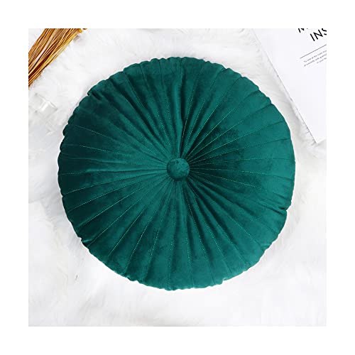 Baiyuruodie Round Throw Pillow, Velvet Material, for Sofa Living Room Decoration (38cm, Green)