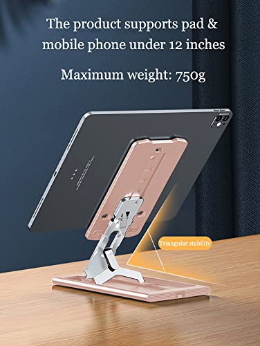 Casartish Portable Cell Phone Stand, Adjustable Phone Stand for Desk, Ultra Thin Phone Holder Stand, Folding Alloy Stand Compatible with All Mobile Phone, iPad, Tablet 4-12'' Desk Accessories (Pink)