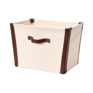 household essentials canvas bin with vegan leather trim