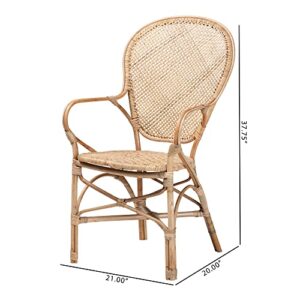 Baxton Studio Lalaine Dining Chair, One Size, Natural Brown