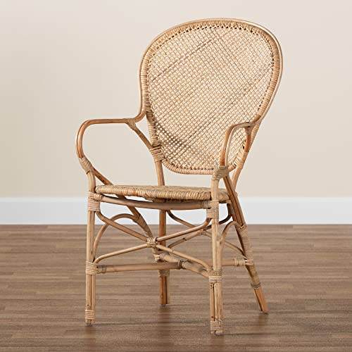 Baxton Studio Lalaine Dining Chair, One Size, Natural Brown