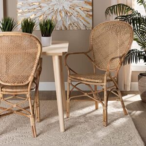 Baxton Studio Lalaine Dining Chair, One Size, Natural Brown