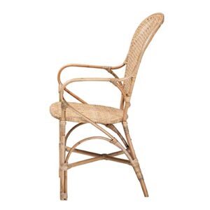 Baxton Studio Lalaine Dining Chair, One Size, Natural Brown