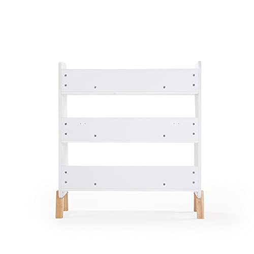 dadada Muse Toddler Bookshelf, 3-Tier 30" Modern Storage Display, White/Natural