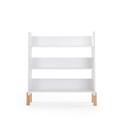 dadada Muse Toddler Bookshelf, 3-Tier 30" Modern Storage Display, White/Natural