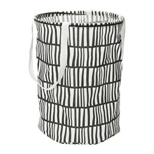 household essentials round krush hamper with handles, black and white