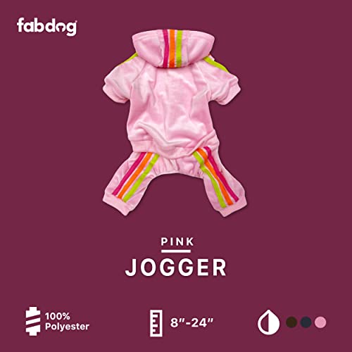 fabdog Dog Jogger Hoodie - Comfy Velour Dog Sweater For All Dogs - Soft, Lightweight Dog Clothes Ideal For Gift - Fits Neck Sizes 20" | Pink