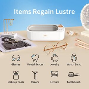 Ultrasonic Jewelry Cleaner, Portable 48KHz Ultrasonic Cleaner with 4 Modes for Eye Glasses, Watch Strap, Earrings, Ring, Necklaces(400ml)