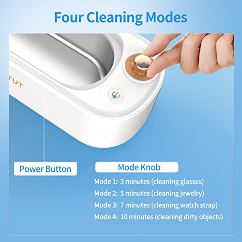 Ultrasonic Jewelry Cleaner, Portable 48KHz Ultrasonic Cleaner with 4 Modes for Eye Glasses, Watch Strap, Earrings, Ring, Necklaces(400ml)