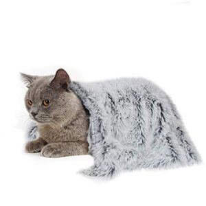 pjyucien fluffy fleece calming pet throw blanket, super soft and warm for indoor cats and dogs, small 16 * 24", machine washable, grey puppy blanket