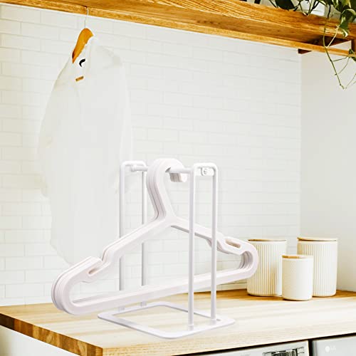 Hanger Organizer, Portable Hanger Stacker, Plastic Hanger Holder, Clothes Hanger Storage Rack Stand for Closet Laundry Room, White