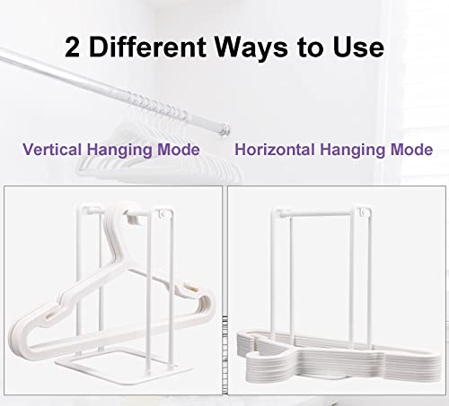 Hanger Organizer, Portable Hanger Stacker, Plastic Hanger Holder, Clothes Hanger Storage Rack Stand for Closet Laundry Room, White