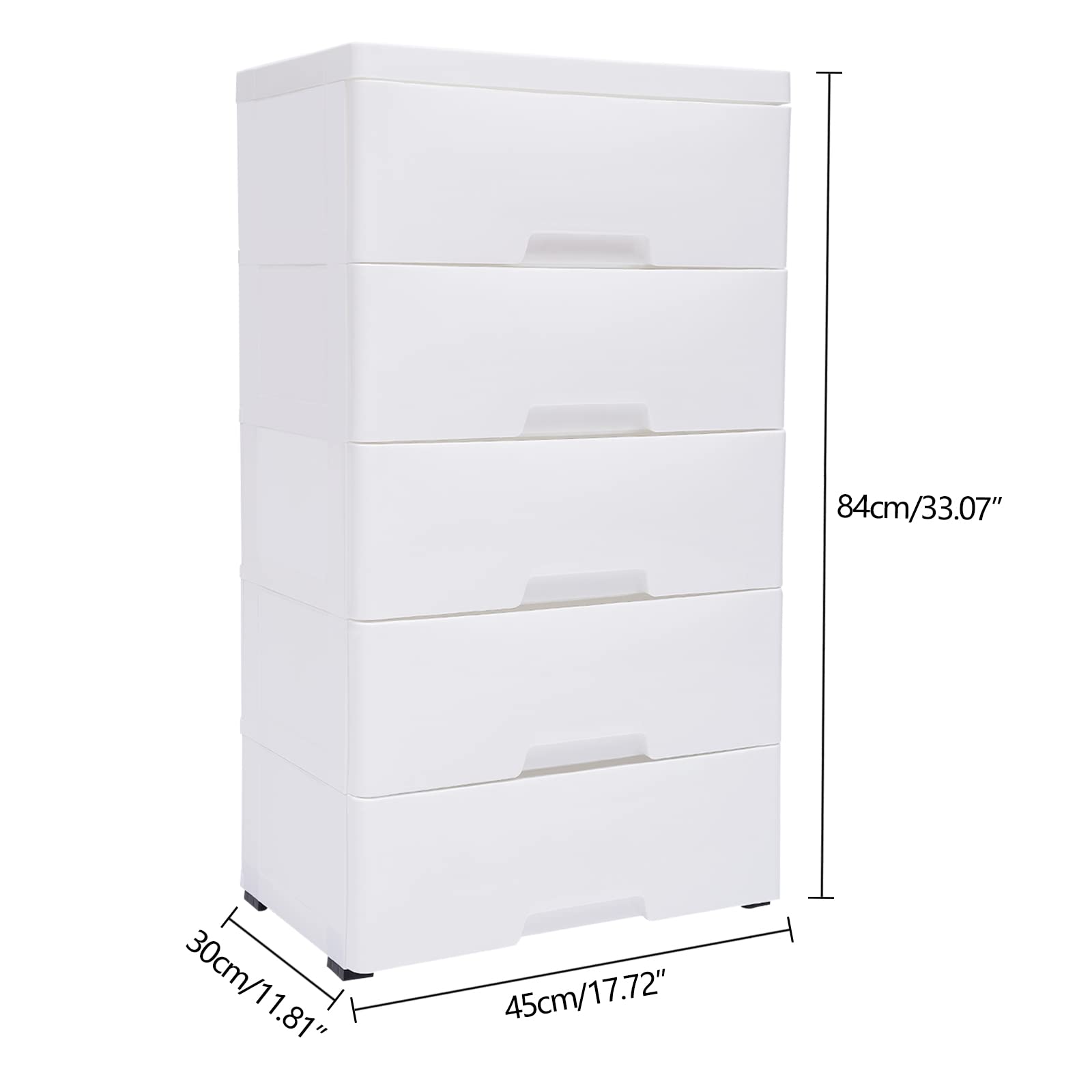 LiFuJunDong 5 Drawer Plastic Drawer Dresser on Wheels,White Storage Cabinet Organizer,Stackable Vertical Clothes Storage Tower for Bedroom,Drawer Cabinets for Hallway, Entrance, Closet H33xW18xD11