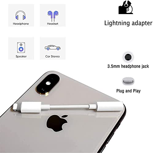 Apple MFi Certified 2 Pack Headphone Adapter for iPhone,Lightning to 3.5 mm Headphone Jack Adapter Audio Aux Cord Dongle, Compatible with iPhone 13/12/11/XS/XR/X 8/, Support Call+Music Control