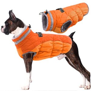 lelepet warm dog winter coat dog cold weather coats windproof reflective turtleneck dog fleece vest with harness thick fleece lining dog jacket dog coat for small medium large dogs, m