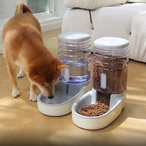 Automatic Pet Feeder 3.8L Food Feeder and Water Dispenser Set for Small & Big Dog Cat and Pet Animals (Grey)