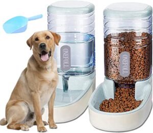 automatic pet feeder 3.8l food feeder and water dispenser set for small & big dog cat and pet animals (grey)