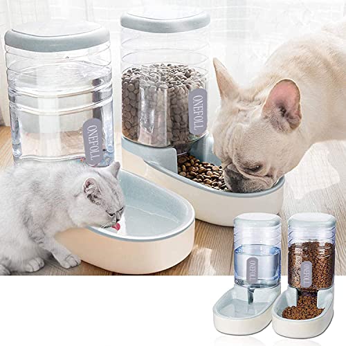 Automatic Pet Feeder 3.8L Food Feeder and Water Dispenser Set for Small & Big Dog Cat and Pet Animals (Grey)