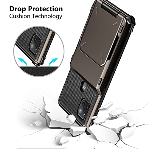 Vofolen for Moto One 5G Ace Case Wallet Cover 4-Card Credit Card Holder ID Slot Scratch Resistant Dual Layer Hybrid Protective Hard Shell Rugged TPU Bumper Armor Case for Motorola One 5G Ace Gun