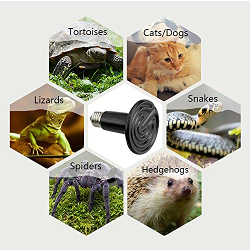 STTQYB Ceramic Heat Emitter, Ceramic Heat Lamp Bulb, Infrared Reptile Heat Emitter Heater Lamp Bulb for Turtle Snake Chicken