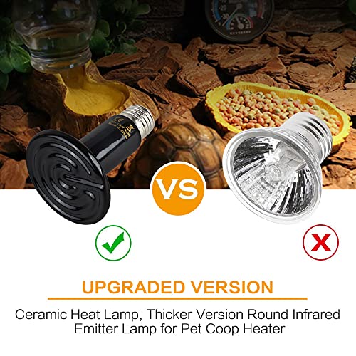 STTQYB Ceramic Heat Emitter, Ceramic Heat Lamp Bulb, Infrared Reptile Heat Emitter Heater Lamp Bulb for Turtle Snake Chicken