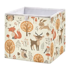 alaza collapsible storage cubes organizer,autumn forest jungle animal fox deer rabbit storage containers closet shelf organizer with handles for home office