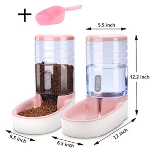 Automatic Pet Feeder 3.8L Food Feeder and Water Dispenser Set for Small & Big Dog Cat and Pet Animals (Pink)