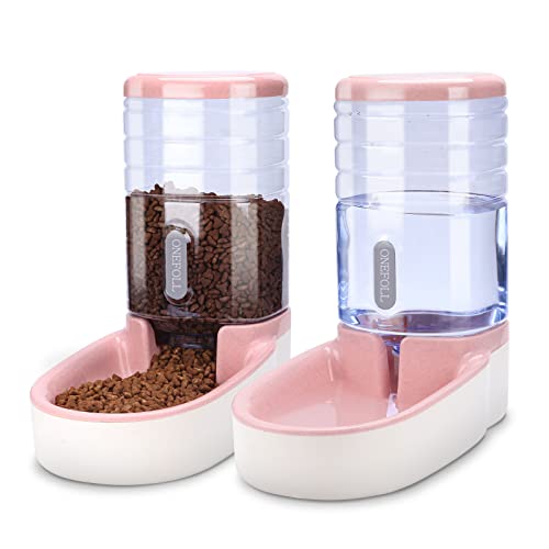 Automatic Pet Feeder 3.8L Food Feeder and Water Dispenser Set for Small & Big Dog Cat and Pet Animals (Pink)