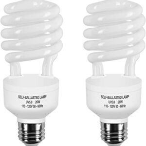 Simple Deluxe 2 Pack Reptile UVA UVB Light 5.0 26W Compact Fluorescent Lamp Light Bulb for Rainforest Tropical Terrarium, Reptiles, Lizard, Turtle, UVB 5.0