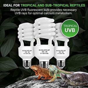 Simple Deluxe 2 Pack Reptile UVA UVB Light 5.0 26W Compact Fluorescent Lamp Light Bulb for Rainforest Tropical Terrarium, Reptiles, Lizard, Turtle, UVB 5.0