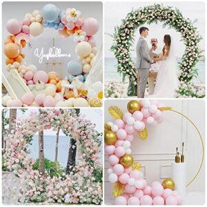 Wokceer Round Backdrop Stand 6.5FT Circle Balloon Arch Frame, Gold Circle Backdrop Stand Metal Wedding Arch Stand for Wedding Birthday Party Bridal Shower Anniversary Ceremony Decoration