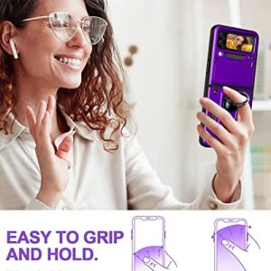 AICase for Samsung Galaxy Z Flip 4 Case, with Ring Kickstand and Camera Cover, Shockproof Flip Phone Case for Galaxy Z Flip 4 5G [Support Magnetic Car Mount], Purple