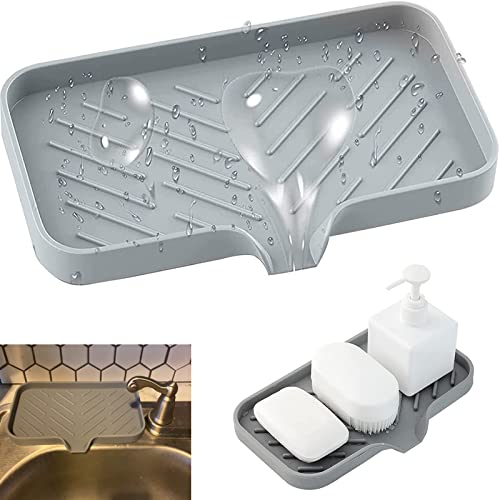 Esmartlife Kitchen Soap Tray,Silicone SpongeTray, Kitchen Sponge Holder, Kitchen Soap Tray,Silicone Soap Holder for Kitchen Sink/Bathroom,Soap Dispenser with Drain (Pack of 1)