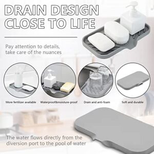 Esmartlife Kitchen Soap Tray,Silicone SpongeTray, Kitchen Sponge Holder, Kitchen Soap Tray,Silicone Soap Holder for Kitchen Sink/Bathroom,Soap Dispenser with Drain (Pack of 1)