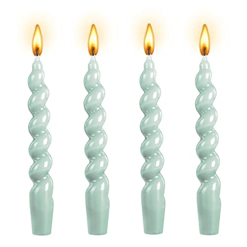 Spiral Taper Dinner Candles - Conical Stick Candles, H 7.5inch, Unscented, Aesthetic Candle, 3/4 Taper Candles, Long Votive Candles,Christmas Giftt,Chime Candles (4pcs, Blue)