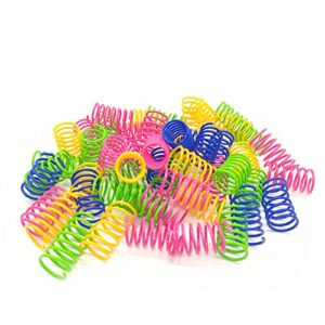 Cat Spring Toys 30 Packs, Plastic Colorful Springs Cat Toys for Cat Kitten Pets, Interactive Cat Toys for Indoor Cats and Kitten