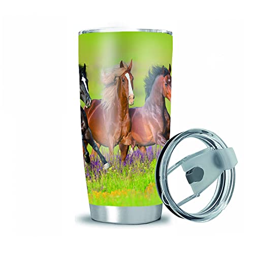 Waldeal Running Horses Coffee Mug Stainless Steel Thermal Tumbler with Lid, Double Wall Vacuum Insulated Travel Mug for Women Men Birthday or Christmas Gifts, 20oz