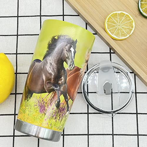 Waldeal Running Horses Coffee Mug Stainless Steel Thermal Tumbler with Lid, Double Wall Vacuum Insulated Travel Mug for Women Men Birthday or Christmas Gifts, 20oz