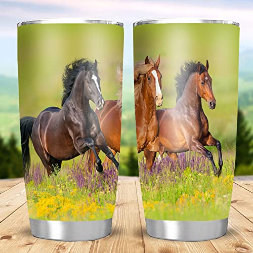 Waldeal Running Horses Coffee Mug Stainless Steel Thermal Tumbler with Lid, Double Wall Vacuum Insulated Travel Mug for Women Men Birthday or Christmas Gifts, 20oz