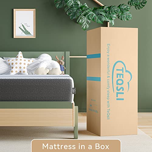 TeQsli Queen Mattress, 8 Inch Cool Gel Memory Foam Mattress with Breathable Cover for Kids and Adults, Medium Firm Bed in a Box Bunk Bed, Trundle CertiPUR-US Certified (TMA08Q-US)