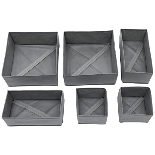 Cloth Drawer Organizer Dresser Drawer Organizer, 6pcs Foldable Cloth Storage Box Closet Cube Basket Bins Containers Divider with Drawers for Underwear Bra Socks Ties Scarves Grey