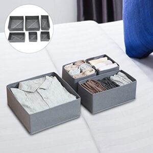 Cloth Drawer Organizer Dresser Drawer Organizer, 6pcs Foldable Cloth Storage Box Closet Cube Basket Bins Containers Divider with Drawers for Underwear Bra Socks Ties Scarves Grey