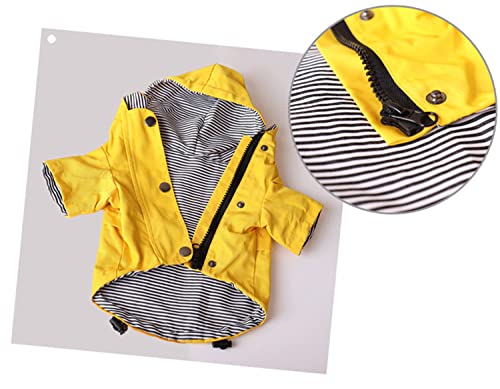 Dog Raincoat Jacket with Zip up Yellow rain Coat Hoodie Water Resistant Stylish Dog Raincoats (Small,Yellow)