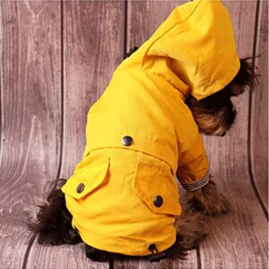 Dog Raincoat Jacket with Zip up Yellow rain Coat Hoodie Water Resistant Stylish Dog Raincoats (Small,Yellow)