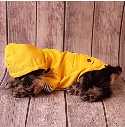 Dog Raincoat Jacket with Zip up Yellow rain Coat Hoodie Water Resistant Stylish Dog Raincoats (Small,Yellow)