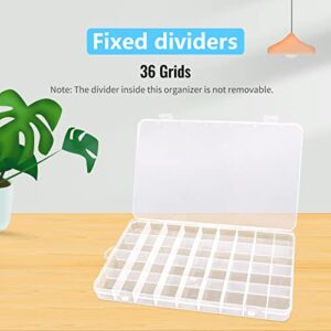 FYY (2 Pack Plastic Organizer Box 36 Grids, Clear Plastic Organizer Box Storage, Jewelry Craft Storage Container, Bead Box, Fishing Tackles Box, Jewelry Box, Embroidery DIY Art Craft Accessory