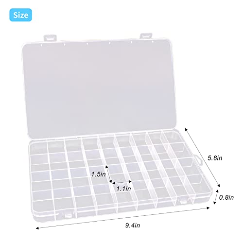 FYY (2 Pack Plastic Organizer Box 36 Grids, Clear Plastic Organizer Box Storage, Jewelry Craft Storage Container, Bead Box, Fishing Tackles Box, Jewelry Box, Embroidery DIY Art Craft Accessory